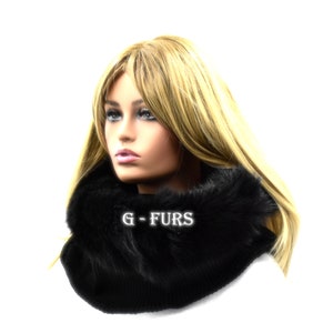 Luxury Real Fox Fur Fur Neck Loop Collar With Elastic Cotton in Black ...