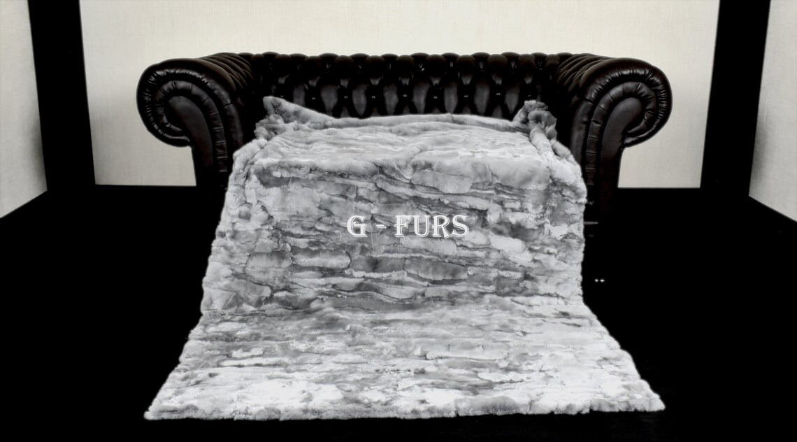 Luxury Real Silver Rex Rabbit Fur Throw Blanket - Etsy