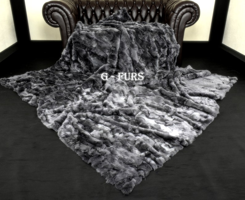 Luxury Real Grey Rex Rabbit Fur Throw Blanket - Etsy