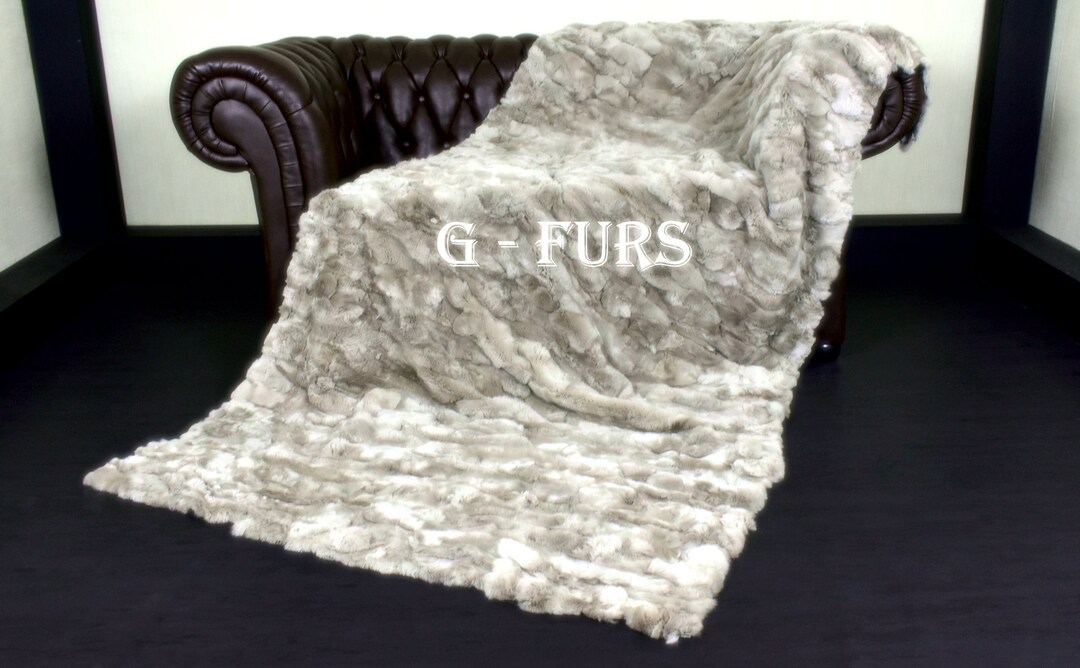 Luxury Real Tanned Beige Rex Rabbit Fur Throw Blanket - Etsy