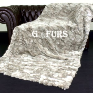 Luxury Real Tanned Beige Rex Rabbit Fur Throw Blanket - Etsy