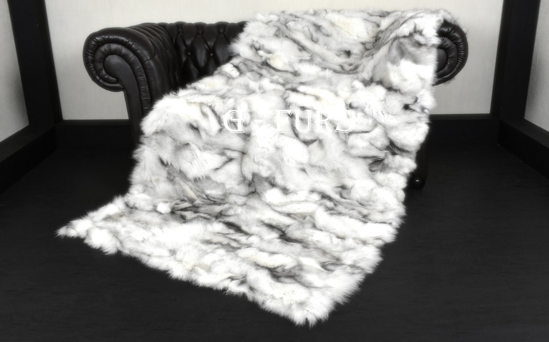 Luxury Real Blue Shadow Fur Throw Blanket - Etsy
