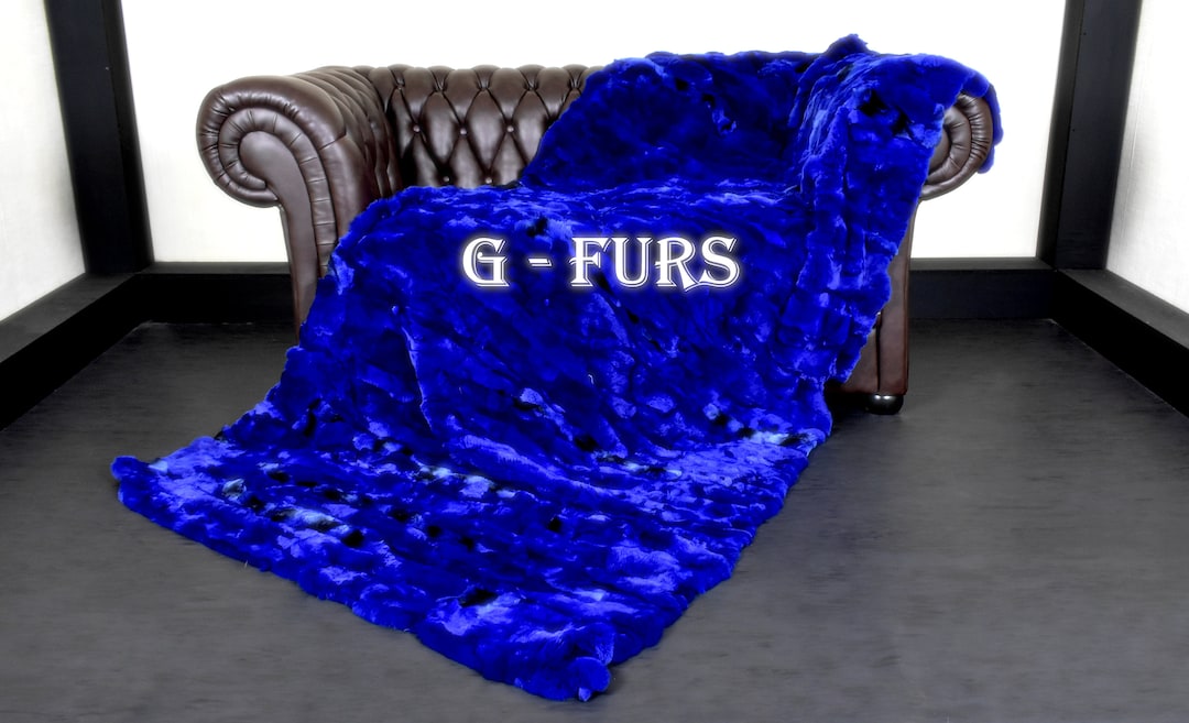 Luxury Real Royal Blue Rex Rabbit Fur Throw Blanket - Etsy