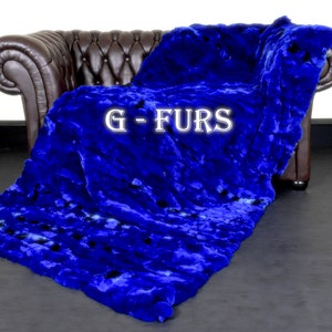 Luxury Real Royal Blue Rex Rabbit Fur Throw Blanket - Etsy
