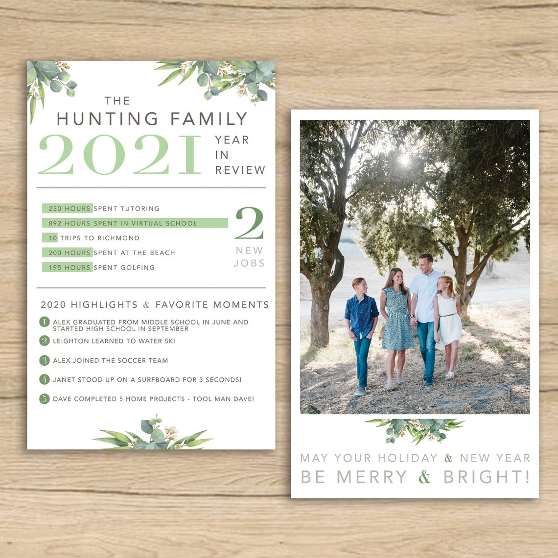 Christmas Card Template Year in Review Infographic Digital | Etsy