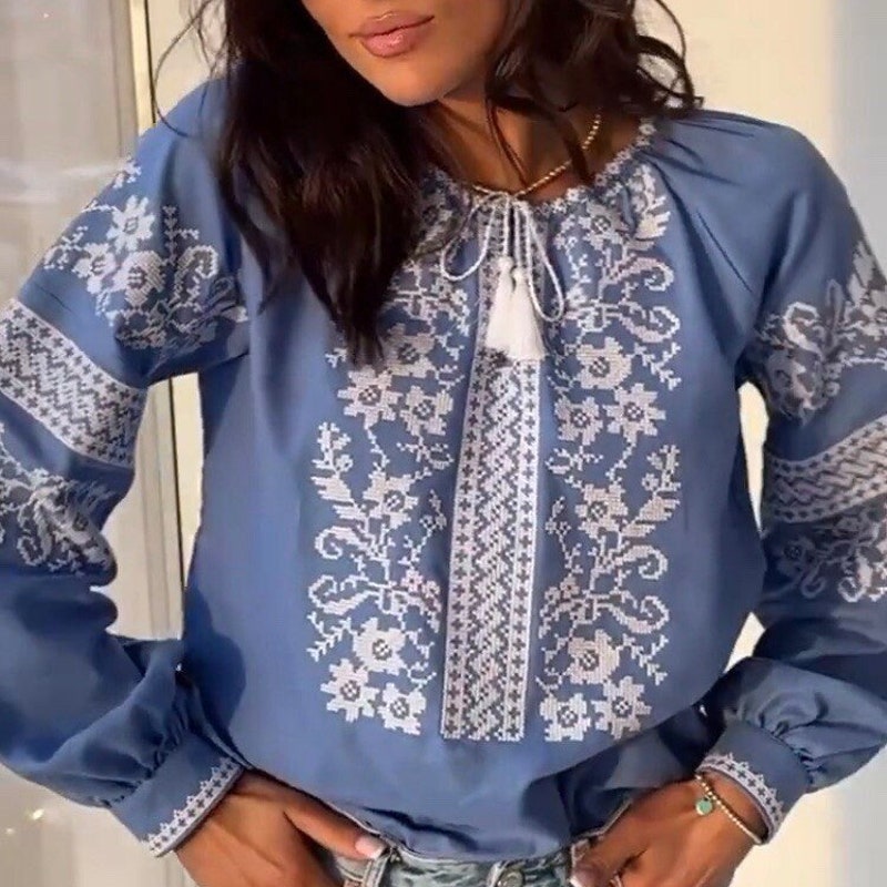 Embroidered Blouses Women - Etsy