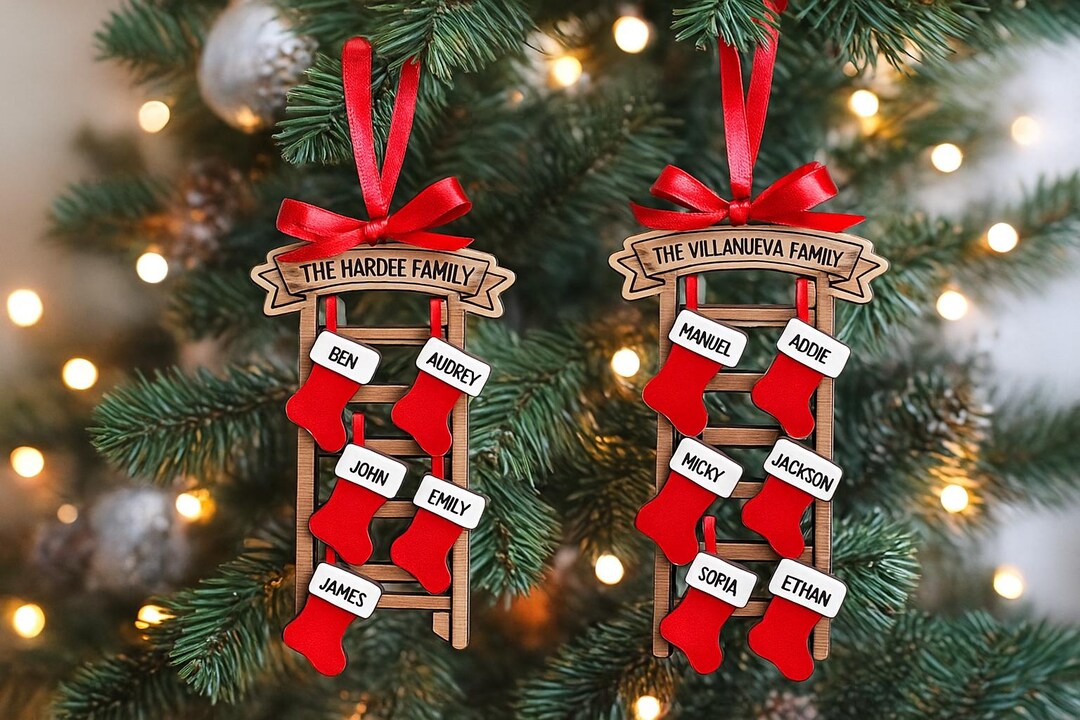 Personalized Family Stocking Ladder Ornament – Custom Names, Baltic ...