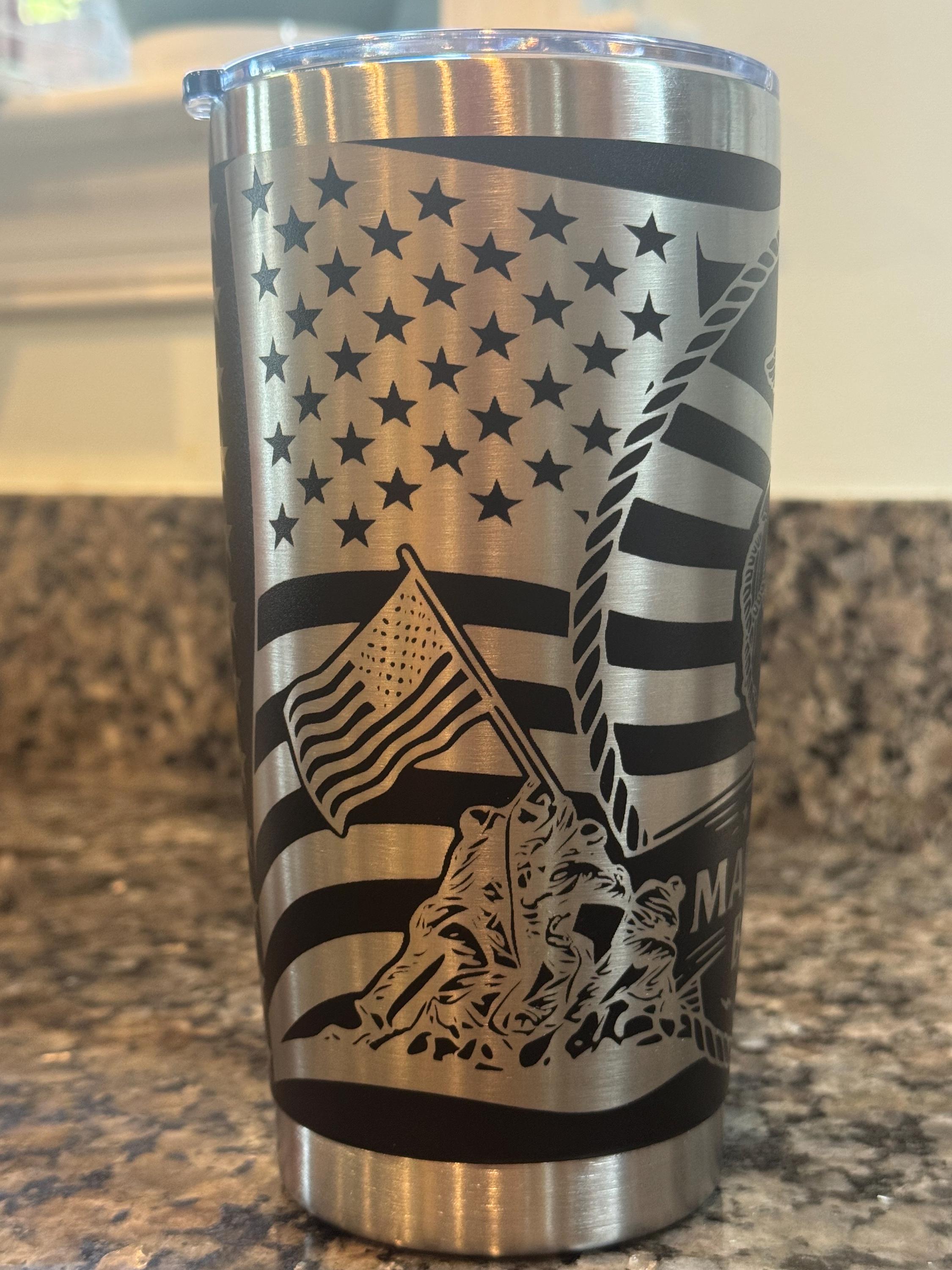 USMC 250th Birthday Tumbler: Laser Engraved Stainless Steel Marine ...