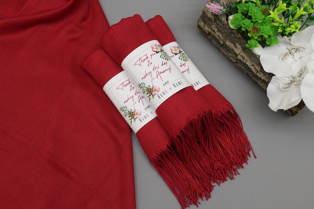 Red Pashmina, Personalized Pashmina Shawl, Pashmina Scarf, Bridesmaid ...