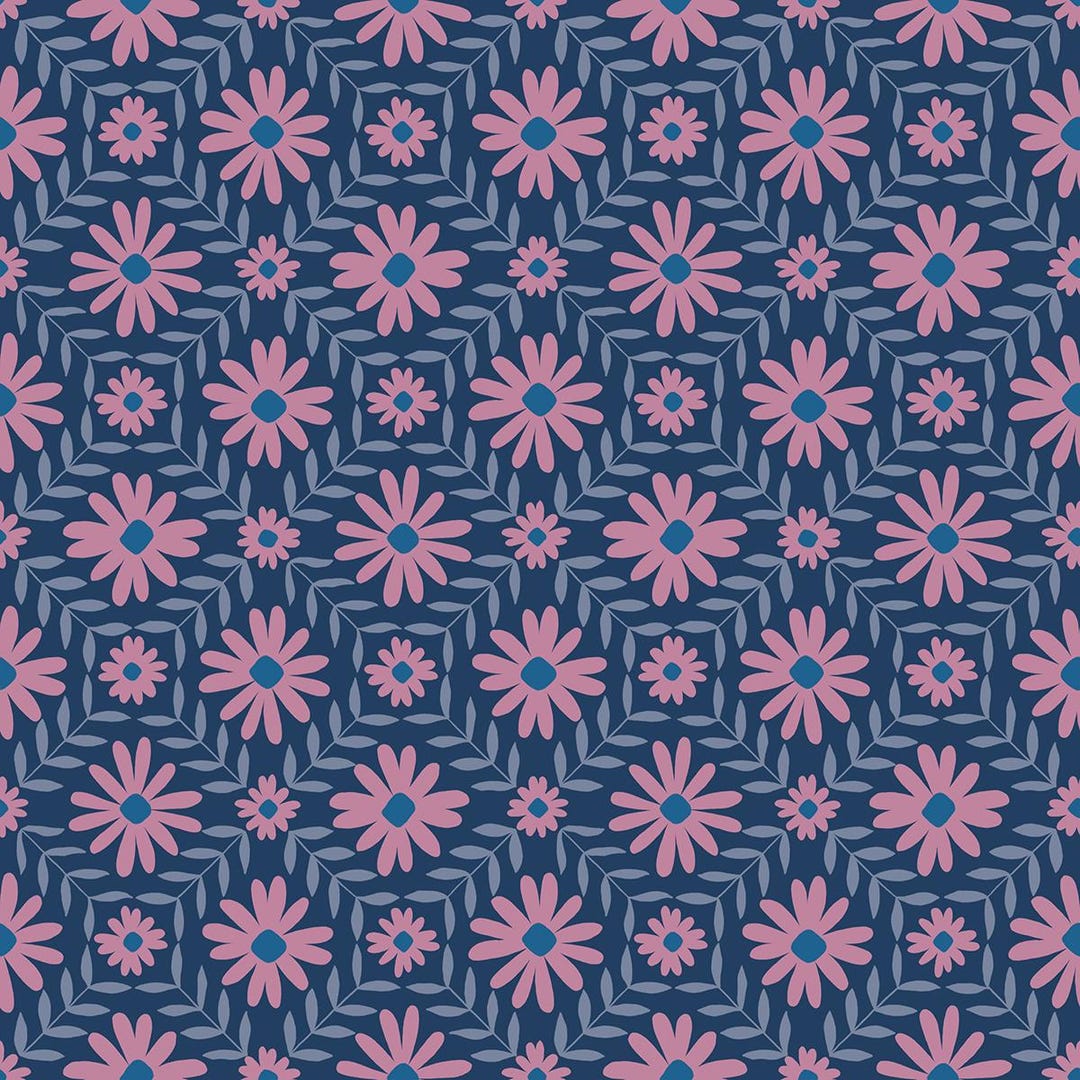 Modern Floral Cotton Fabric by the Yard - Endpaper Floral Endpaper ...