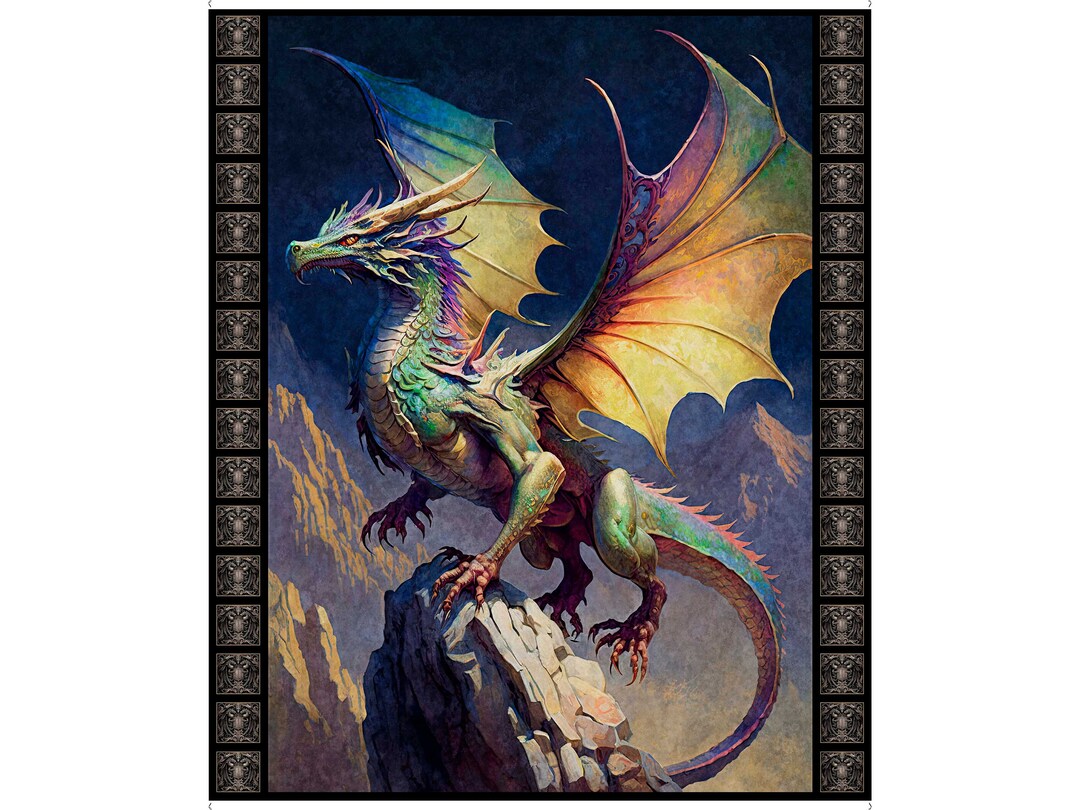 Dragon Cotton Fabric Panel - Dragon Fyre Dragon Panel - QT Fabrics ...