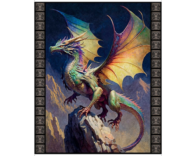 Dragon Cotton Fabric Panel - Dragon Fyre Dragon Panel - QT Fabrics ...