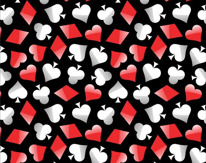Playing Cards Cotton Fabric by the Yard Poker Symbols Black - Etsy
