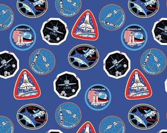 NASA Fabric by the Yard NASA Patches on White Riley Blake - Etsy