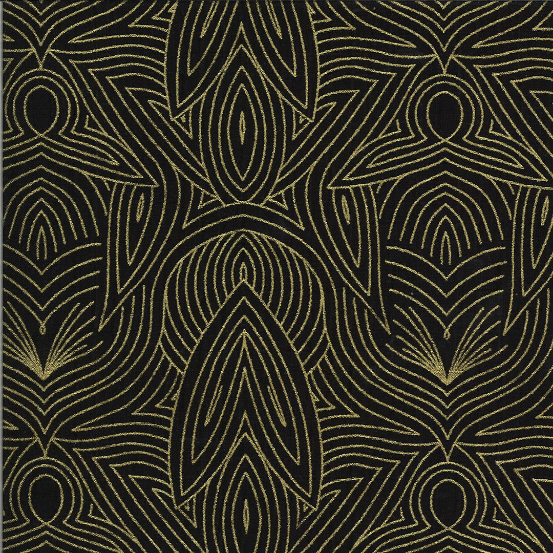 Geometric Cotton Fabric by the Yard Dwell in Possibility Nouveau Black ...