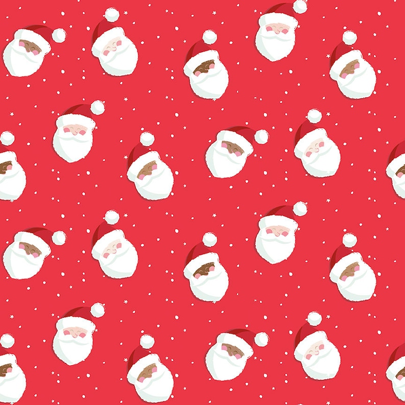Santa Cotton Fabric by the Yard Holly Holidays Santas Red - Etsy