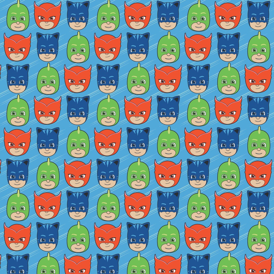 PJ Masks Cotton Fabric by the Yard - PJ Masks Masked Heroes Blue ...
