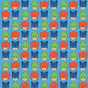 PJ Masks Cotton Fabric by the Yard - PJ Masks Masked Heroes Blue ...