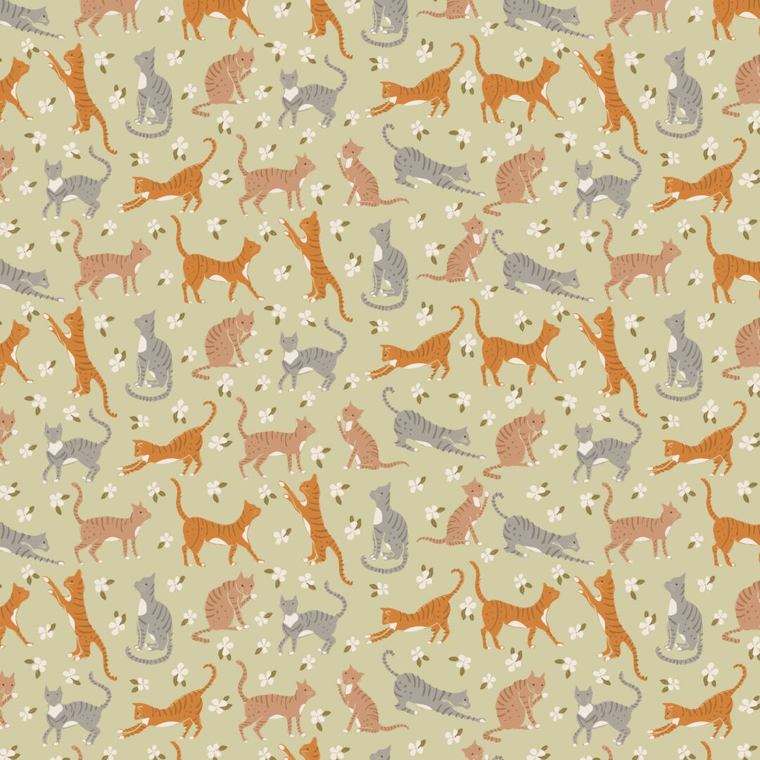 Dog and Cat Cotton Fabric by the Yard - Ginger and Olive Purr-fect ...