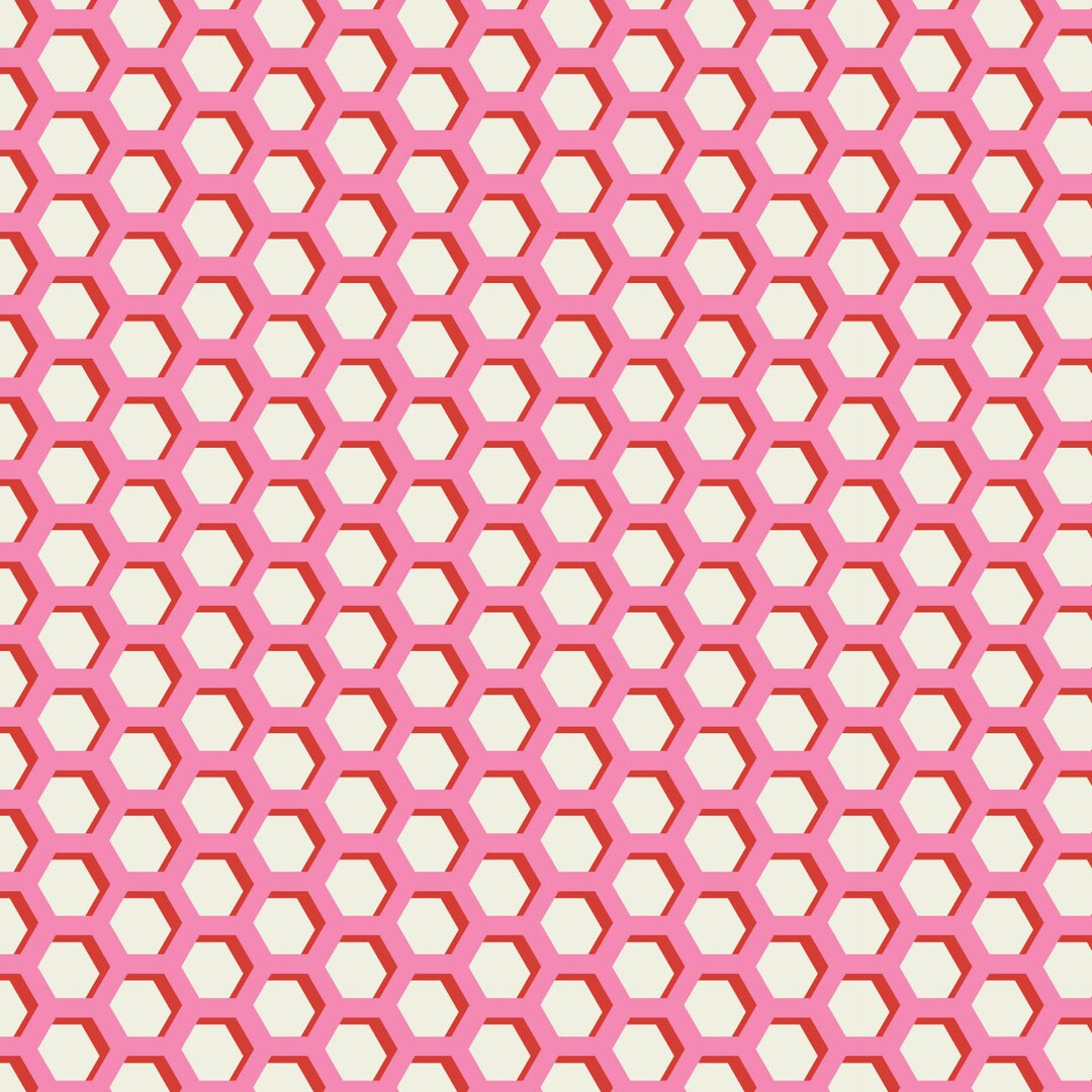 Geometric Cotton Fabric by the Yard - Illusion Hallow Hexes Pink ...