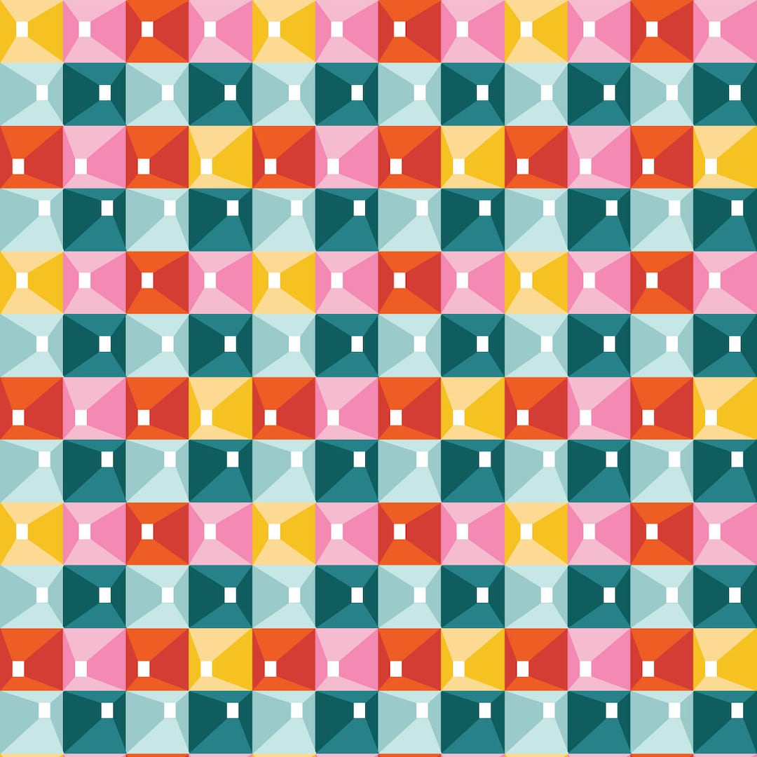 Geometric Cotton Fabric by the Yard - Illusion Dimension Drop Multi ...