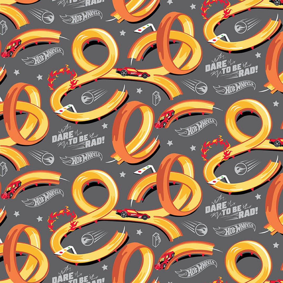 Hot Wheels Cotton Fabric by the Yard - Hot Wheels Track Gray - Riley ...