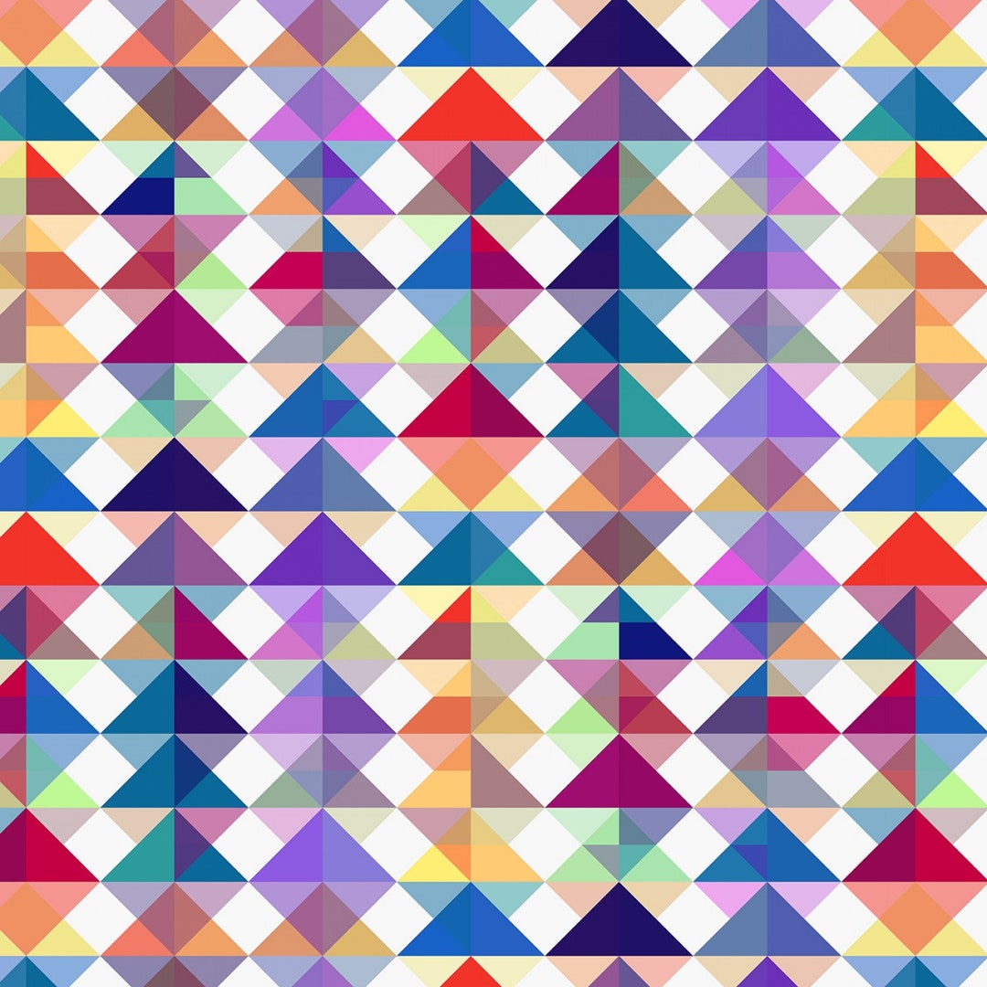 Geometric Cotton Fabric by the Yard - Prism Kaleidoscope White ...