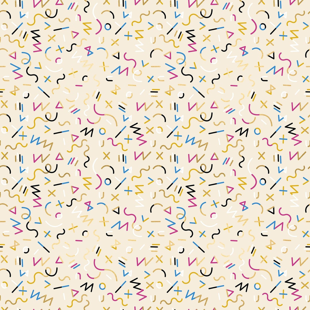 Modern Doodle Cotton Fabric by the Yard Reign Highness Buttercream ...