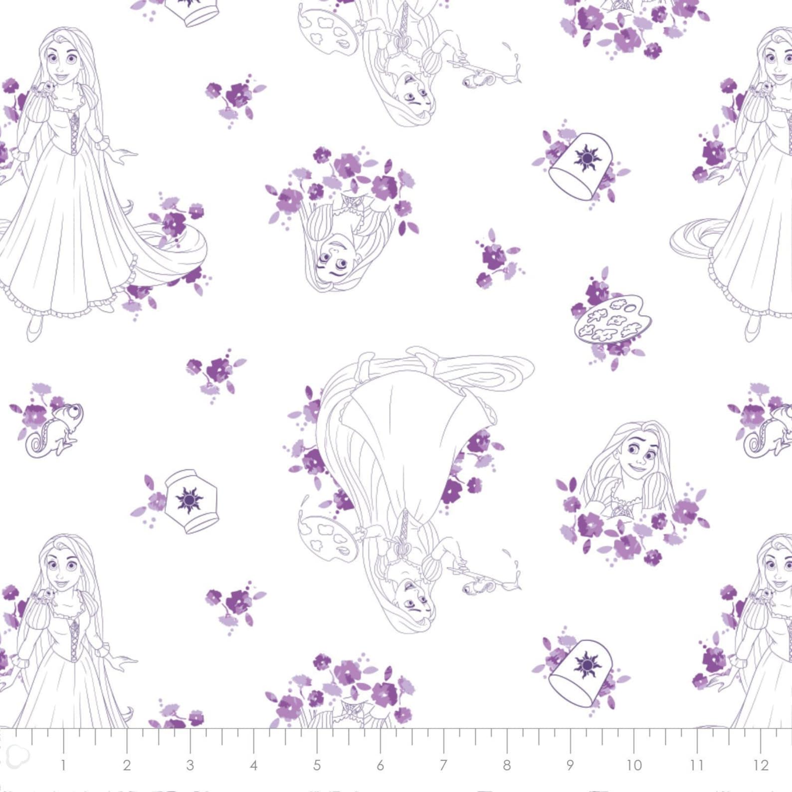 Rapunzel Cotton Fabric by the Yard - Purple Toile - Camelot 85100520-1 ...