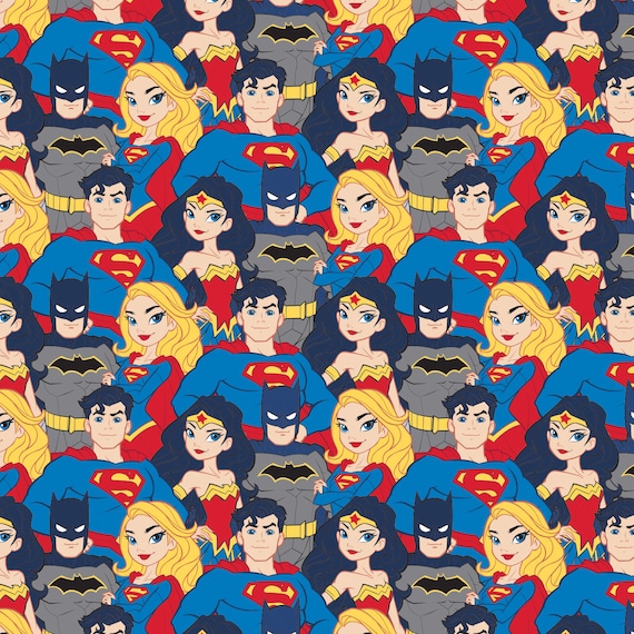 DC Comics Cotton Fabric by the Yard Justice League Stacked - Etsy
