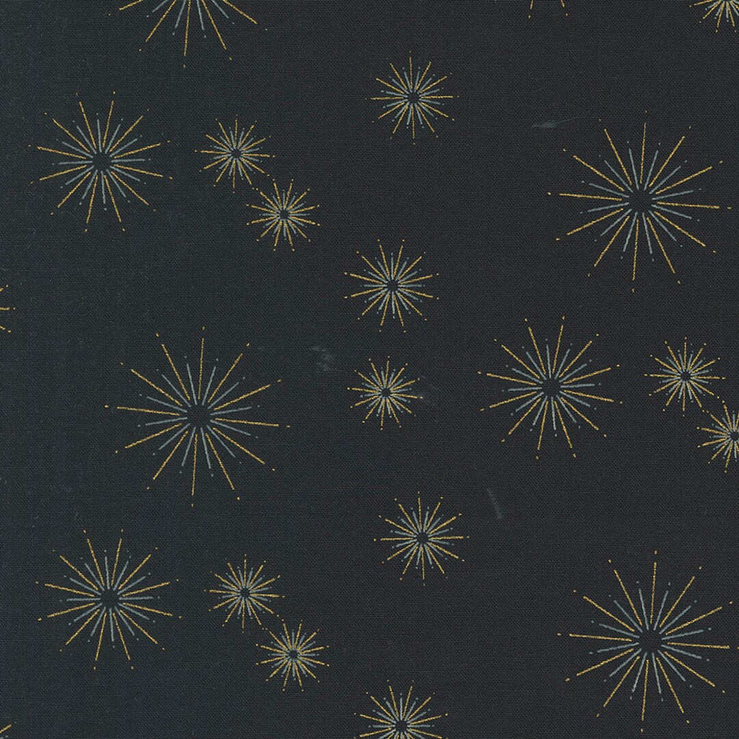 Zen Chic Modern Cotton Fabric by the Yard - Shimmer Stars Ebony ...