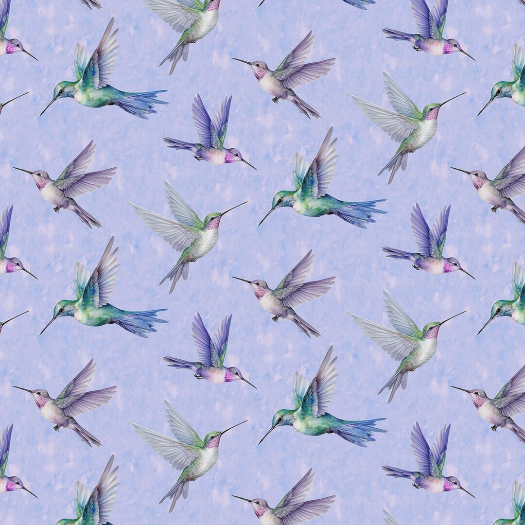 Hummingbird Cotton Fabric by the Yard - Garden Delight Flying ...