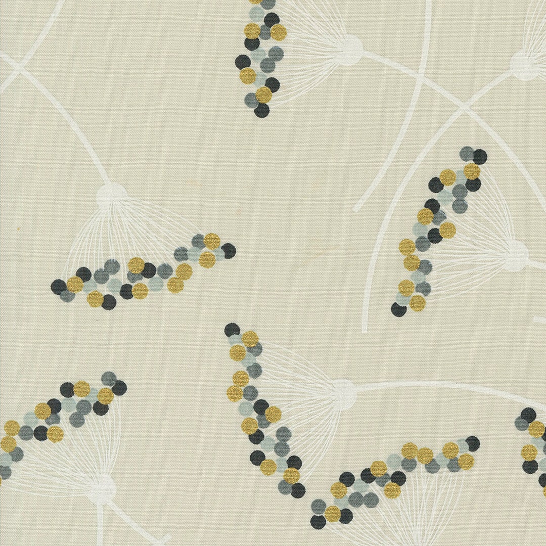 Zen Chic Modern Cotton Fabric by the Yard - Shimmer Blossom Ecru ...