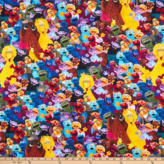 Sesame Street Cotton Fabric by the Yard Grouped Character - Etsy
