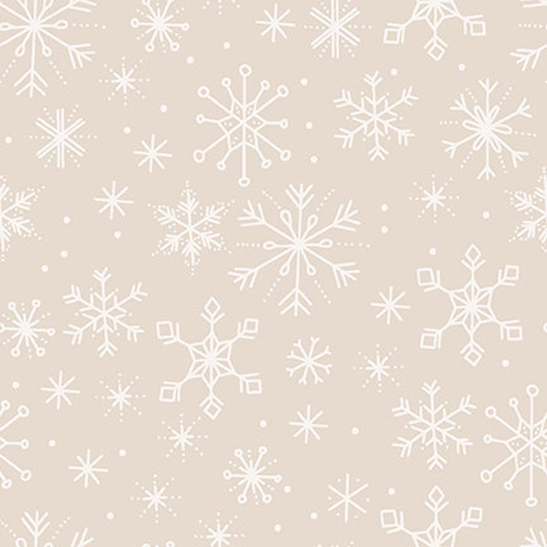 Snowflake Cotton Fabric by the Yard - Polar Bear Lodge Snowflake Beige ...