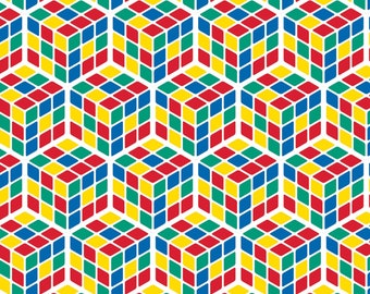 Rubik's Cube Cotton Fabric by the Yard Muted White | Etsy
