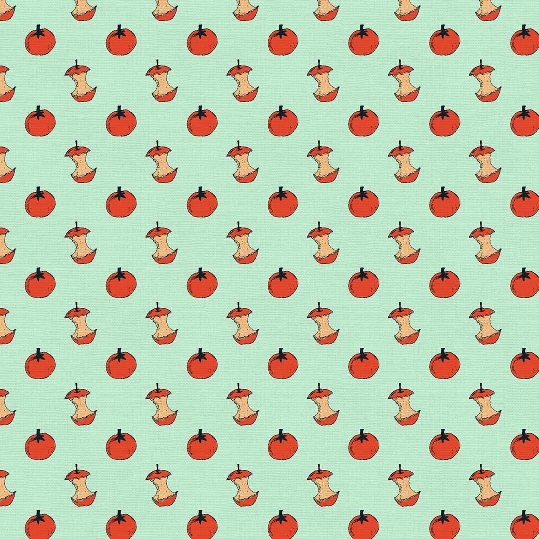 Apple Core Cotton Fabric by the Yard - Raccoon Ruckus Apples Red/mint ...