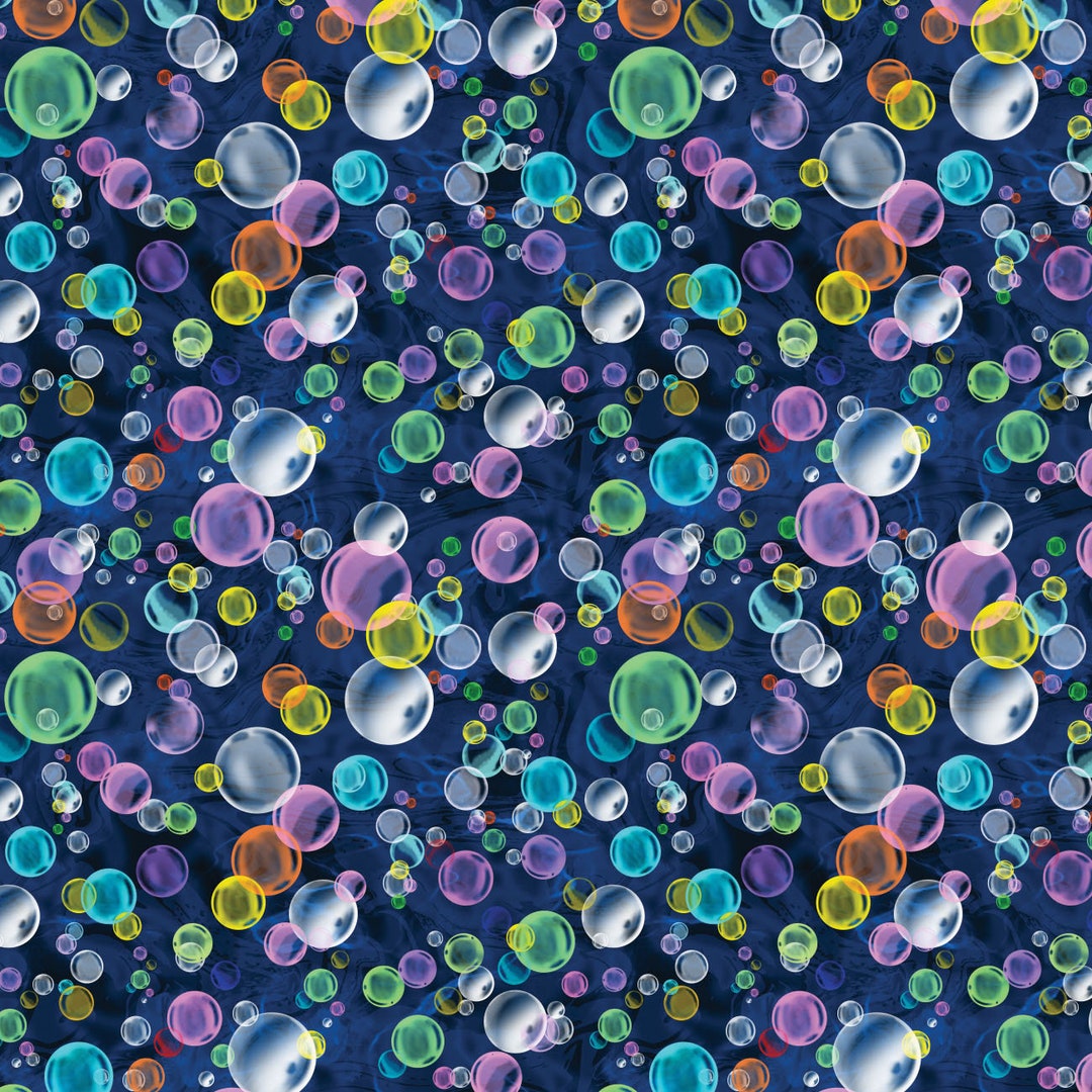 Bubble Cotton Fabric by the Yard Ocean Story Breathe Blue Camelot ...