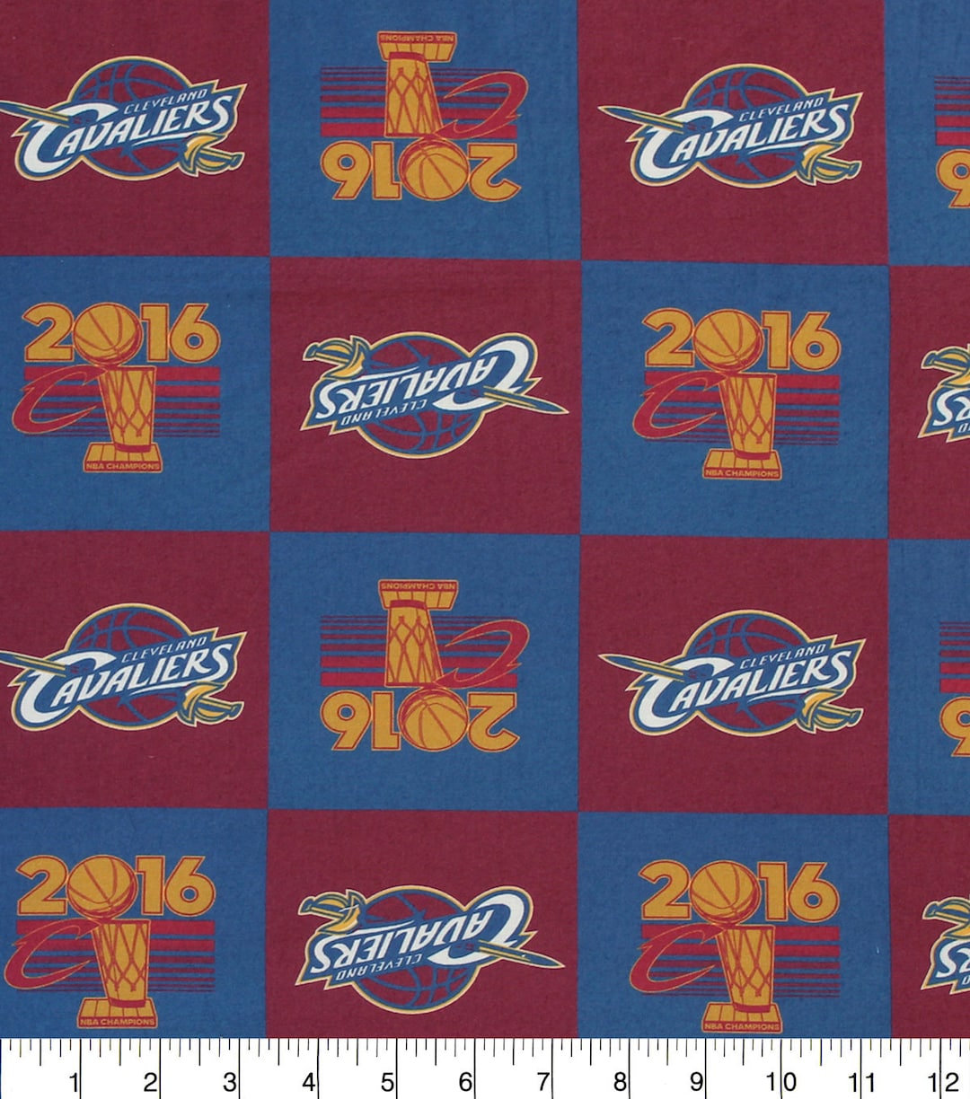 Cleveland Cavaliers Fabric by the Yard - Blue and Maroon Checkered 2016 ...