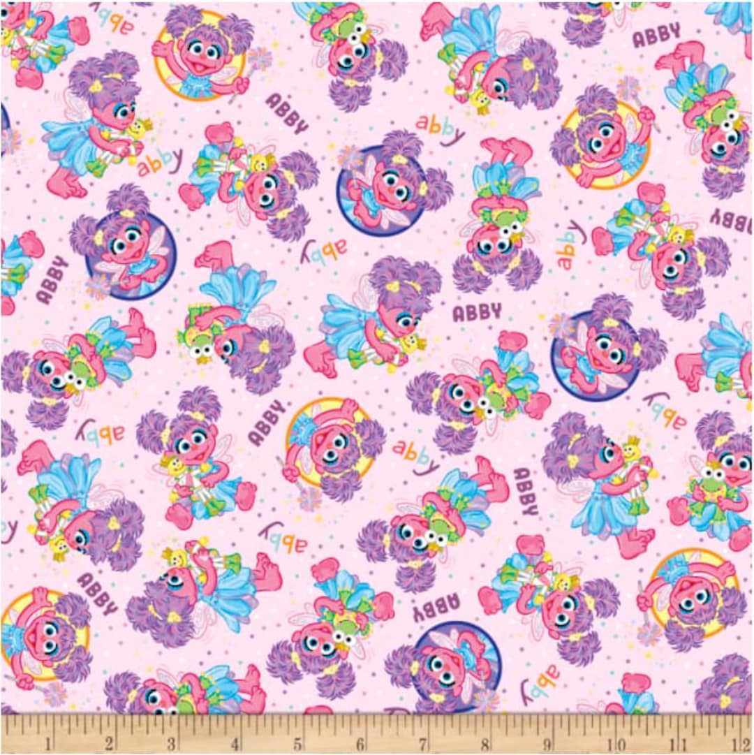 Sesame Street Cotton Fabric by the Yard Abby Cadabby Pink QT Fabrics ...