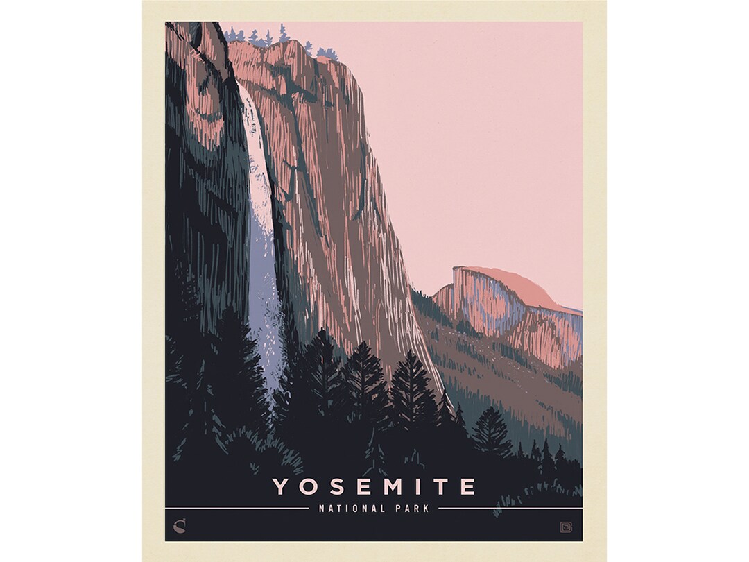 National Parks Cotton Fabric Panel U.S. National Parks Poster Panel Yosemite Riley Blake PD13298 ...