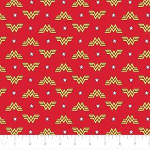 Wonder Woman Cotton Fabric by the Yard Wonder Woman 1984 Logo and Stars ...