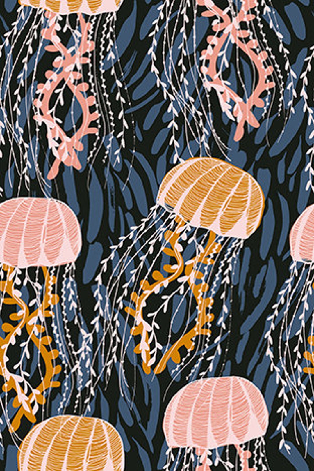 Ocean Cotton Fabric by the Yard - Ocean Adventures Jellyfish Blue ...