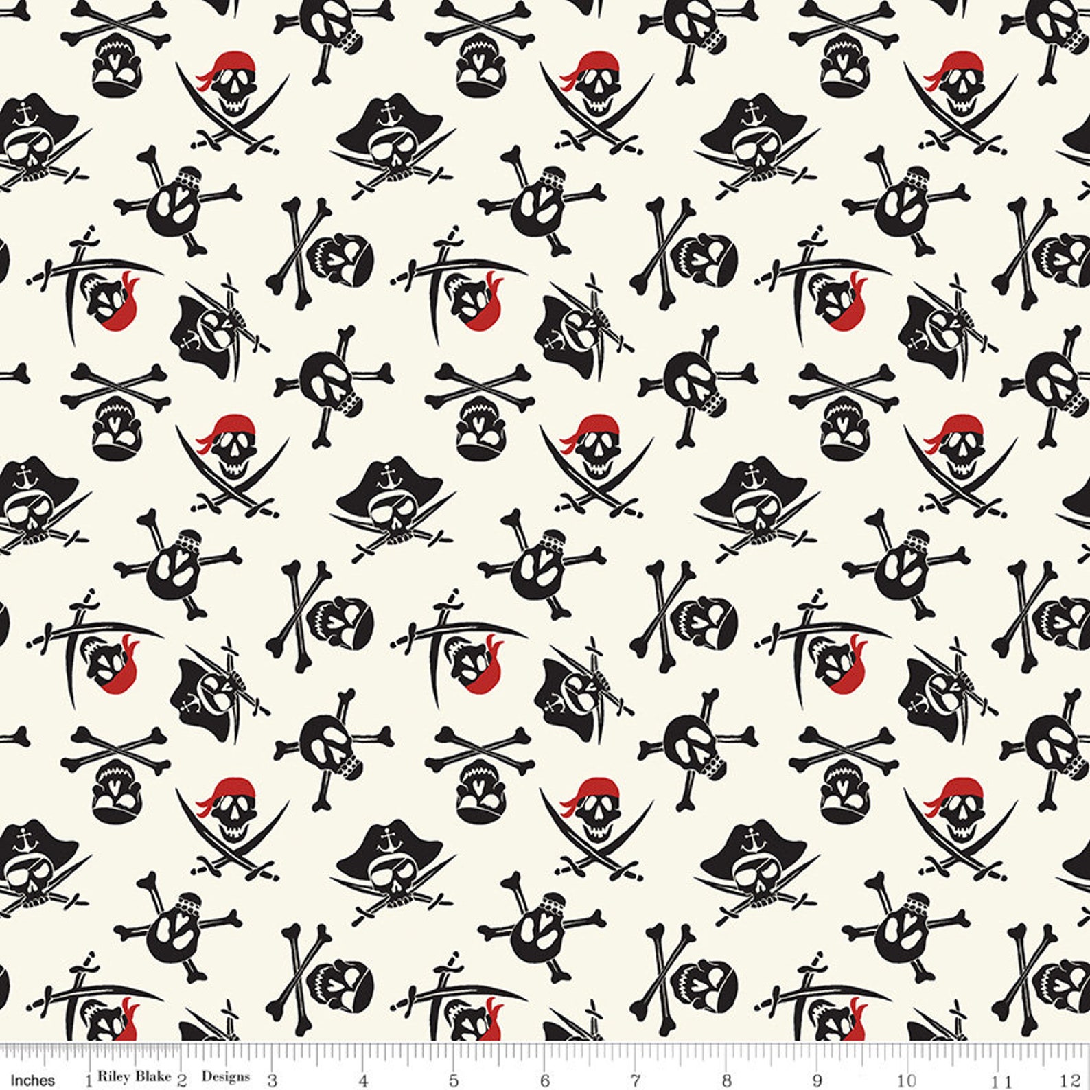 Pirate Fabric by the Yard Pirate Tales Skulls Cream Riley - Etsy