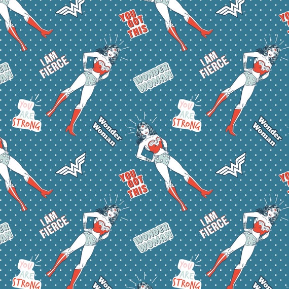 Wonder Woman Cotton Fabric by the Yard Wonder Woman Words of - Etsy