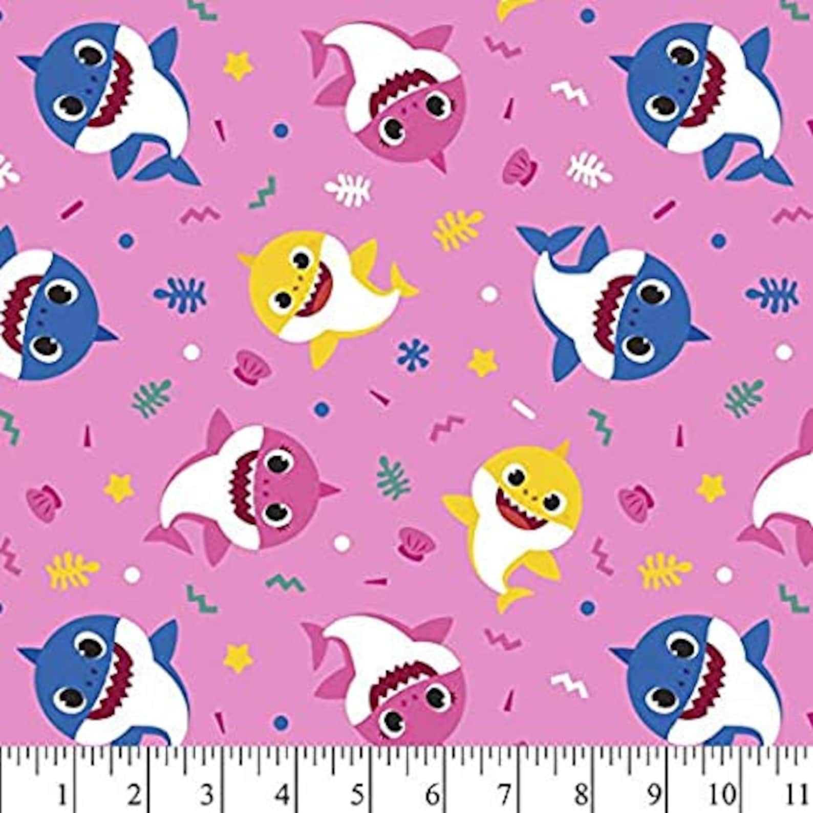 Baby Shark Fabric by the Yard Shark Family Party Cotton | Etsy