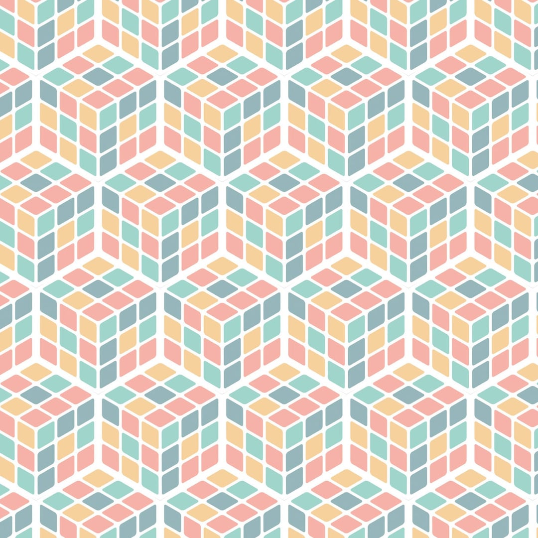 Rubik's Cube Cotton Fabric by the Yard - Muted White - Camelot 47010239 ...