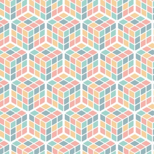 Rubik's Cube Cotton Fabric by the Yard - Muted White - Camelot 47010239 ...