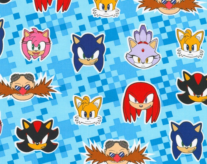 Sonic the Hedgehog Fabric by the Yard - Sonic Characters on Blue ...