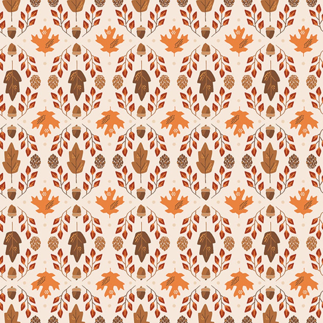Woodland Cotton Fabric by the Yard - Autumn Woods Pinecones - Zirkus Design for Paintbrush ...